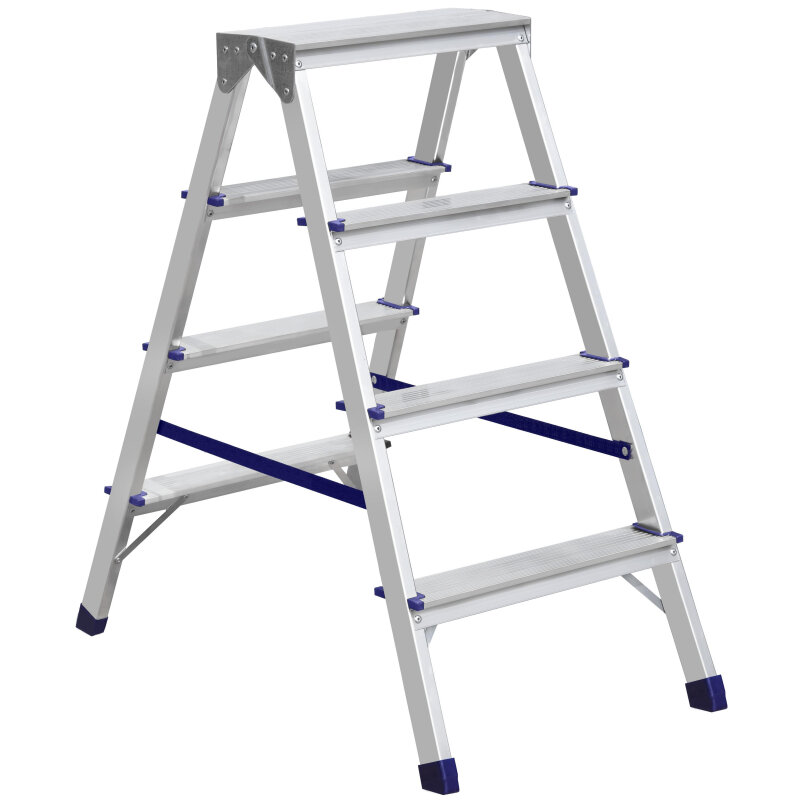 Стремянка двухсторонняя алюминиевая 4 ступени Комус 1506698