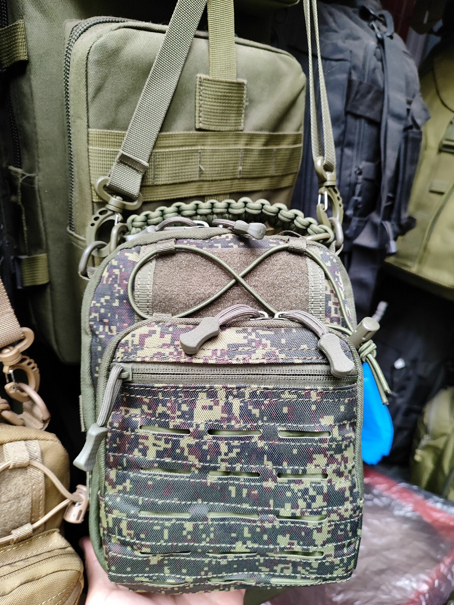 Тактическая сумка рюкзак Шторм через плечо с одной лямкой/сумка для охоты и рыбалки 7 литров пиксель