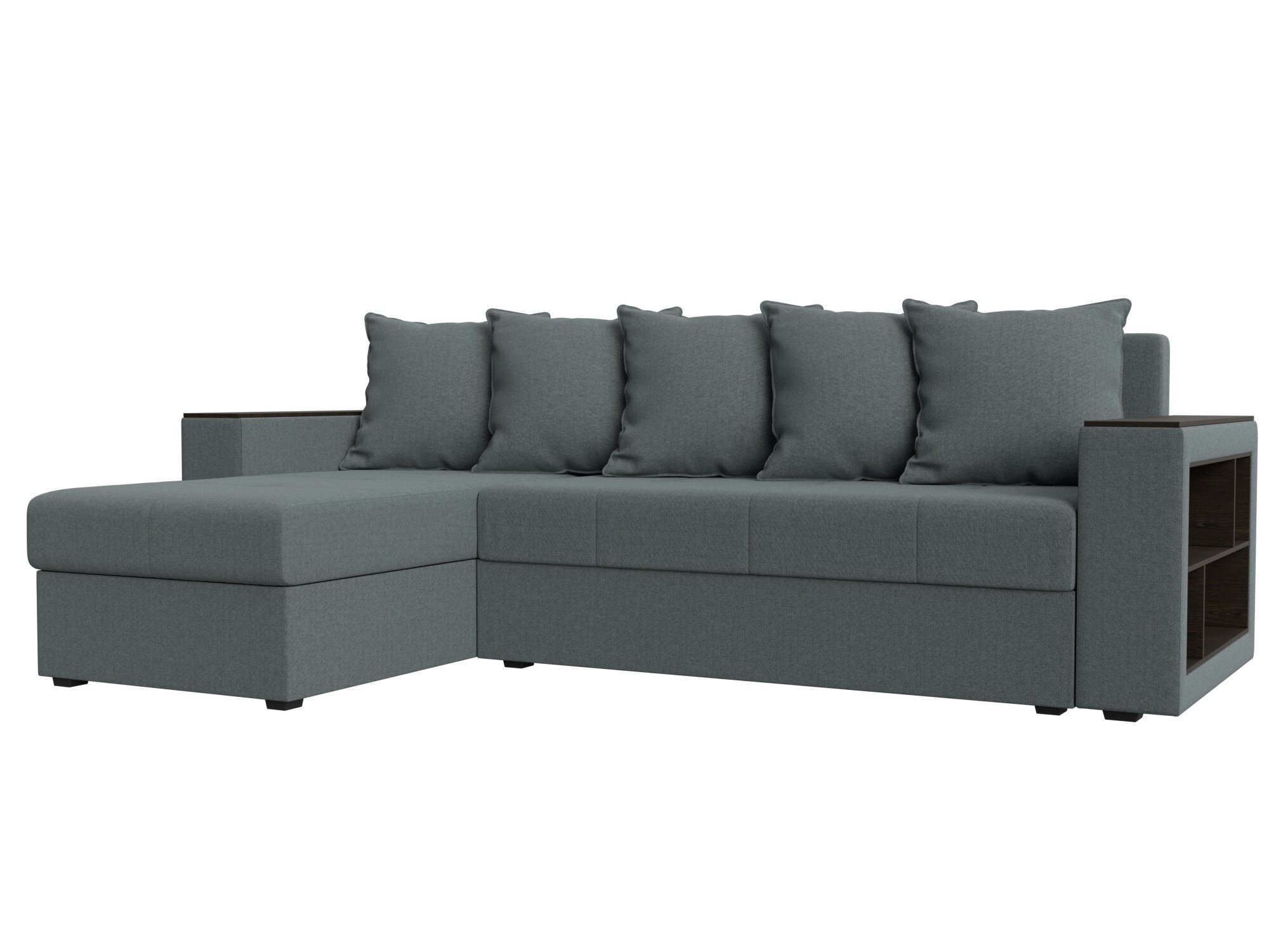 Диван угловой Дубай Лайт левый угол, рогожка Амур серый