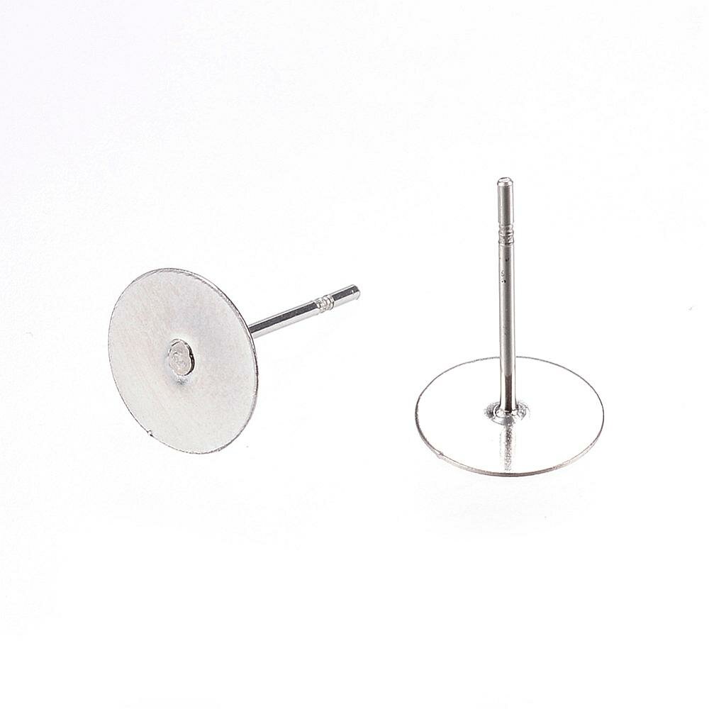 Пусеты, 8мм, с платформой, базовый материал - хирургическая сталь, без покрытия, пара