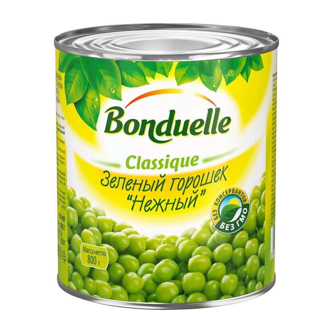 Горошек Bonduelle нежный зеленый 800 г x 3 упаковки