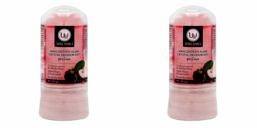 U&I Дезодорант Natural, кристаллический, с мангустином, 80 г, 2 уп