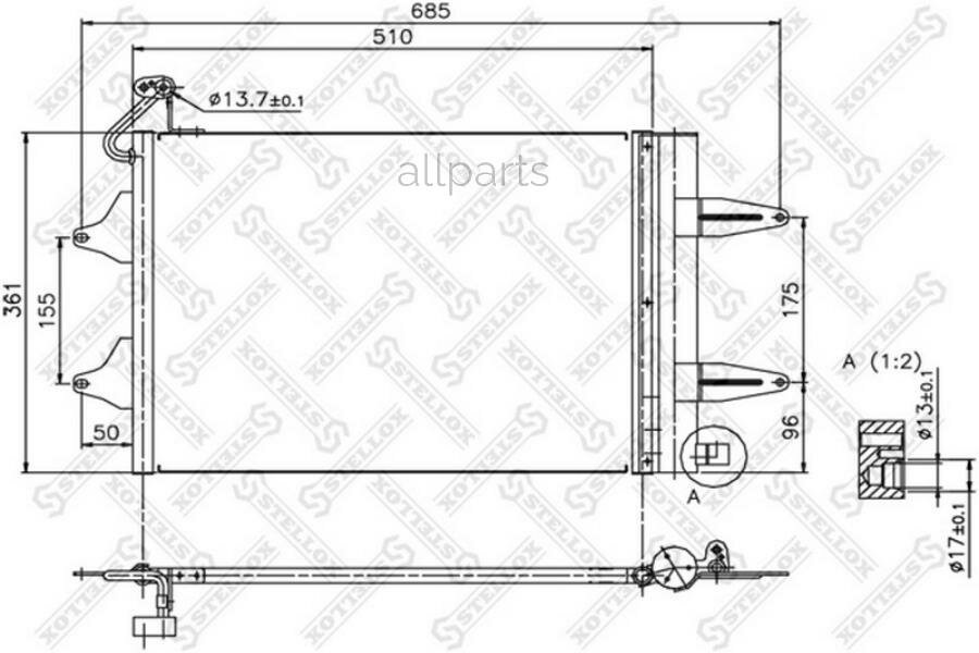 STELLOX 1045166SX NS94628=SA5007=VL817686 [6Q0820411E] ! радиатор конд.\ VW Polo, Seat Cordoba all 01>