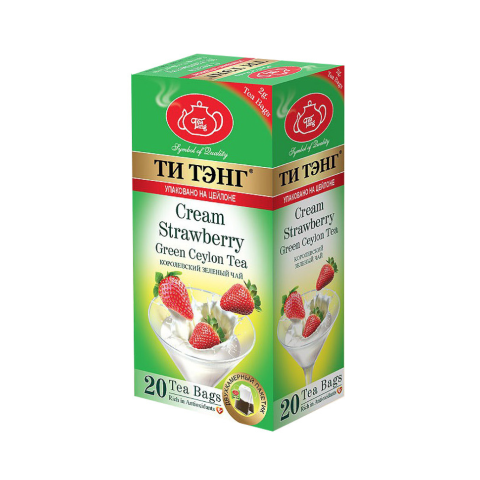Чай зеленый Ти Тэнг клубника со сливками 20 пакетов