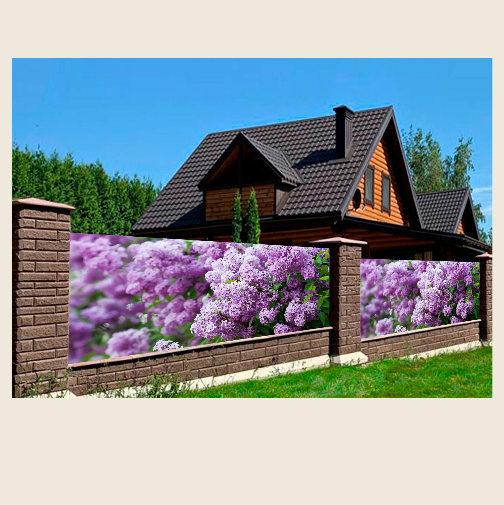 Фотосетка для забора и фасада 3 х 1 м с люверсами / Сирень 3