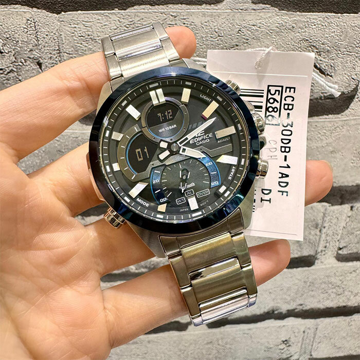 Наручные часы CASIO Edifice, серебряный, синий — фото 1