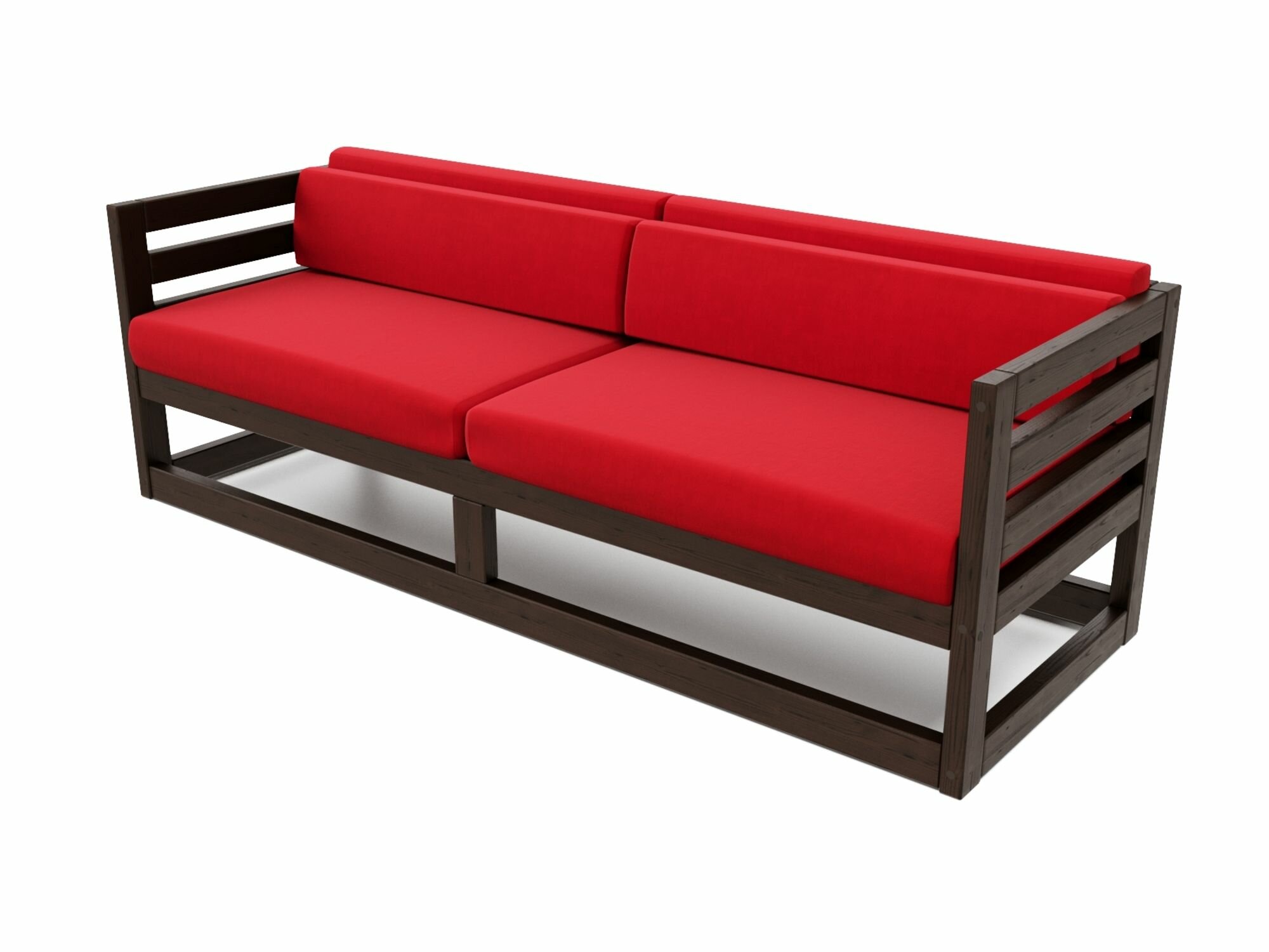 Диван прямой Arsko Магнус-Б, алый-венге, массив дерева, офисный, для кафе и бара, для салона красоты, скандинавский лофт