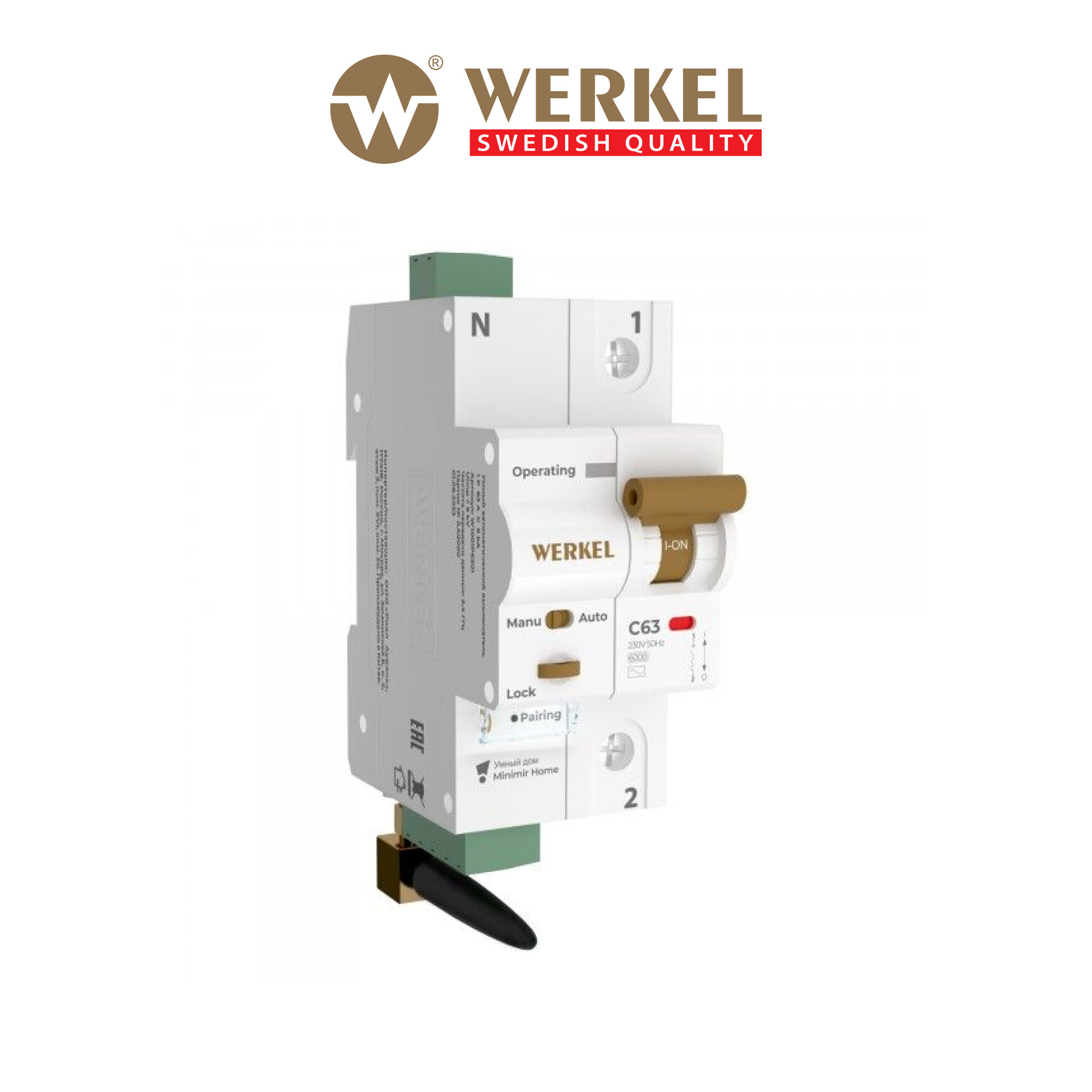 Умный автоматический выключатель 1 P Werkel W1001P6301, 63 A, C, 6 kA Умный дом