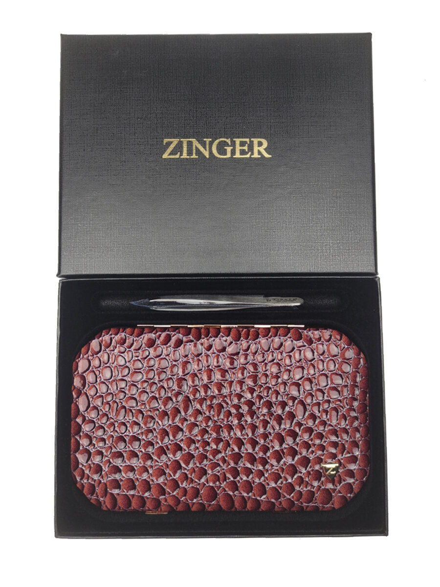 Маникюрный набор MSFE-804 G, ZINGER, 10 предметов, красные соты, инструмент золото/серебро