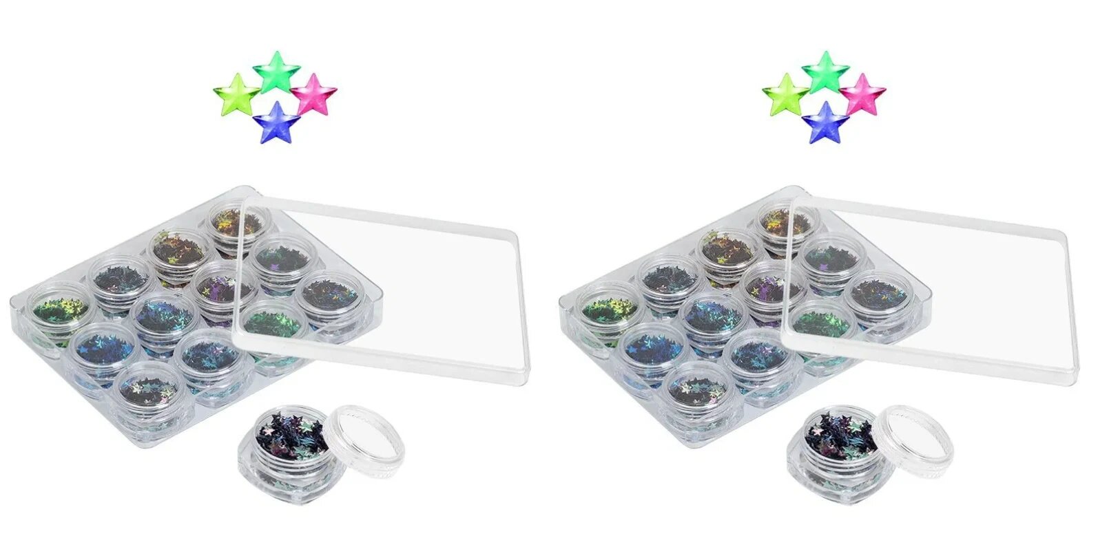 Набор пайеток звёздочки Nail Art, 12 шт, 2 упаковки
