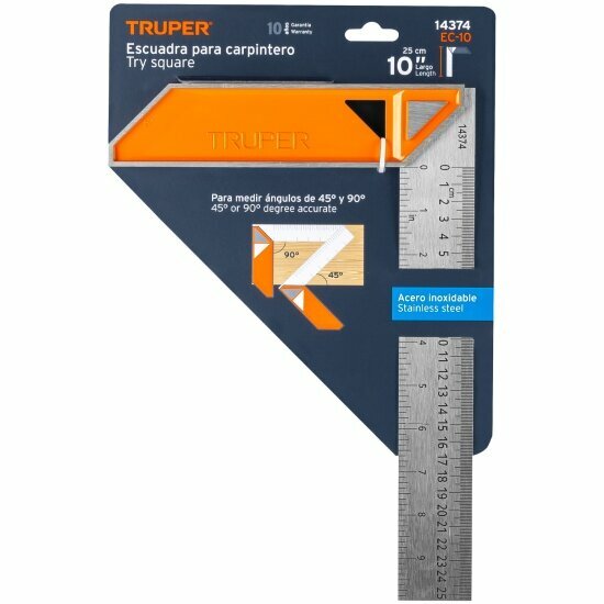 Угольник измерительный столяра Truper EC-10 14374, 10"