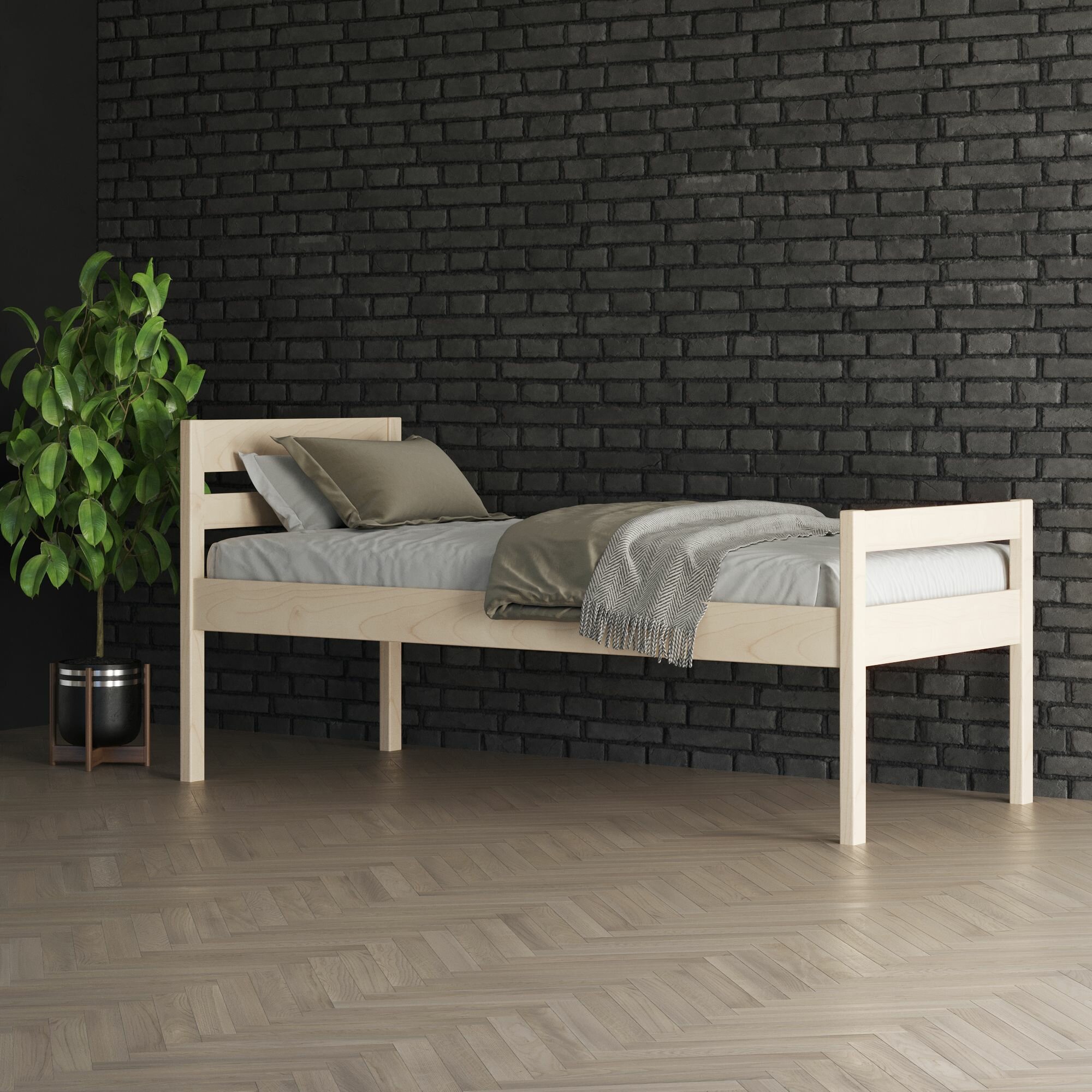 Кровать односпальная, 80х200 см, Hansales, деревянная, высокая, с изножьем