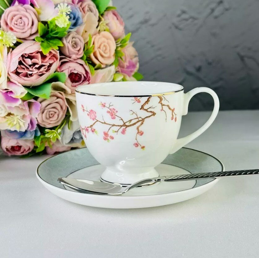 Чайный набор 12пр. Сакура Костяной фарфор 145-631 118-145-631