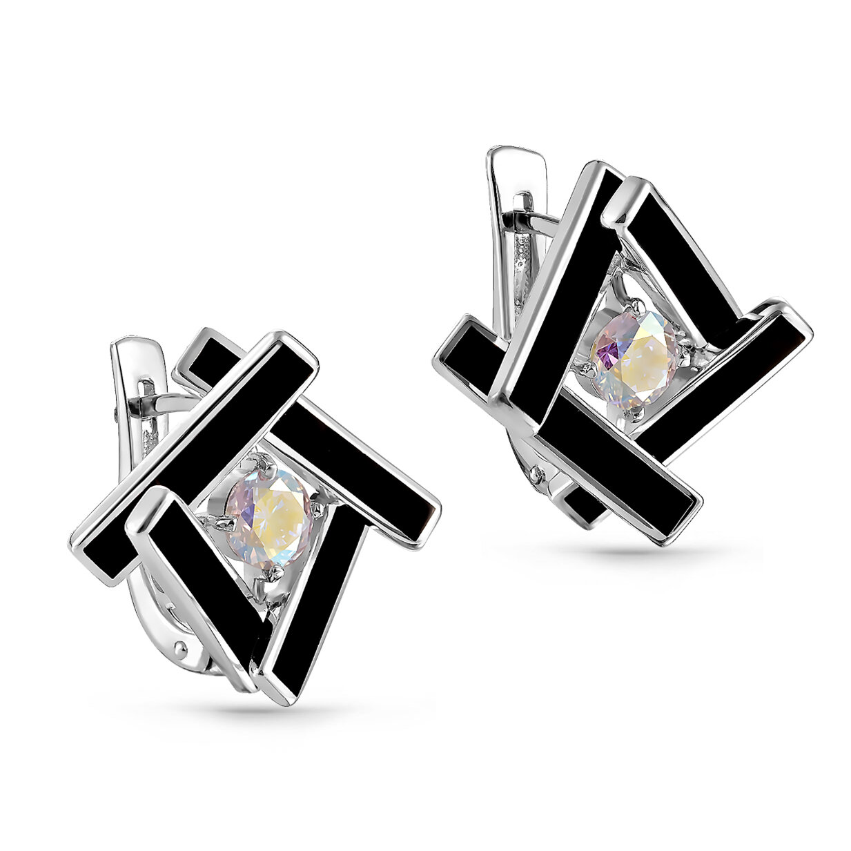 Серьги с подвесками, серебро, 925 проба, родирование, фианит