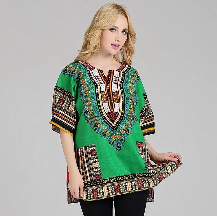 Африканское платье Дашики XL Dashikiage Один размер, GC GREEN