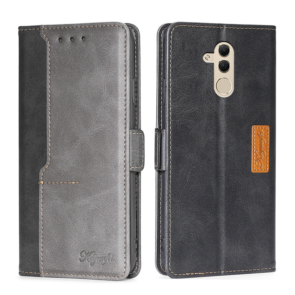 Чехол-книжка MyPads для Huawei Mate 20 Lite / Хуавей Мате 20 Лайт, смешать два цвета (черный + серый)