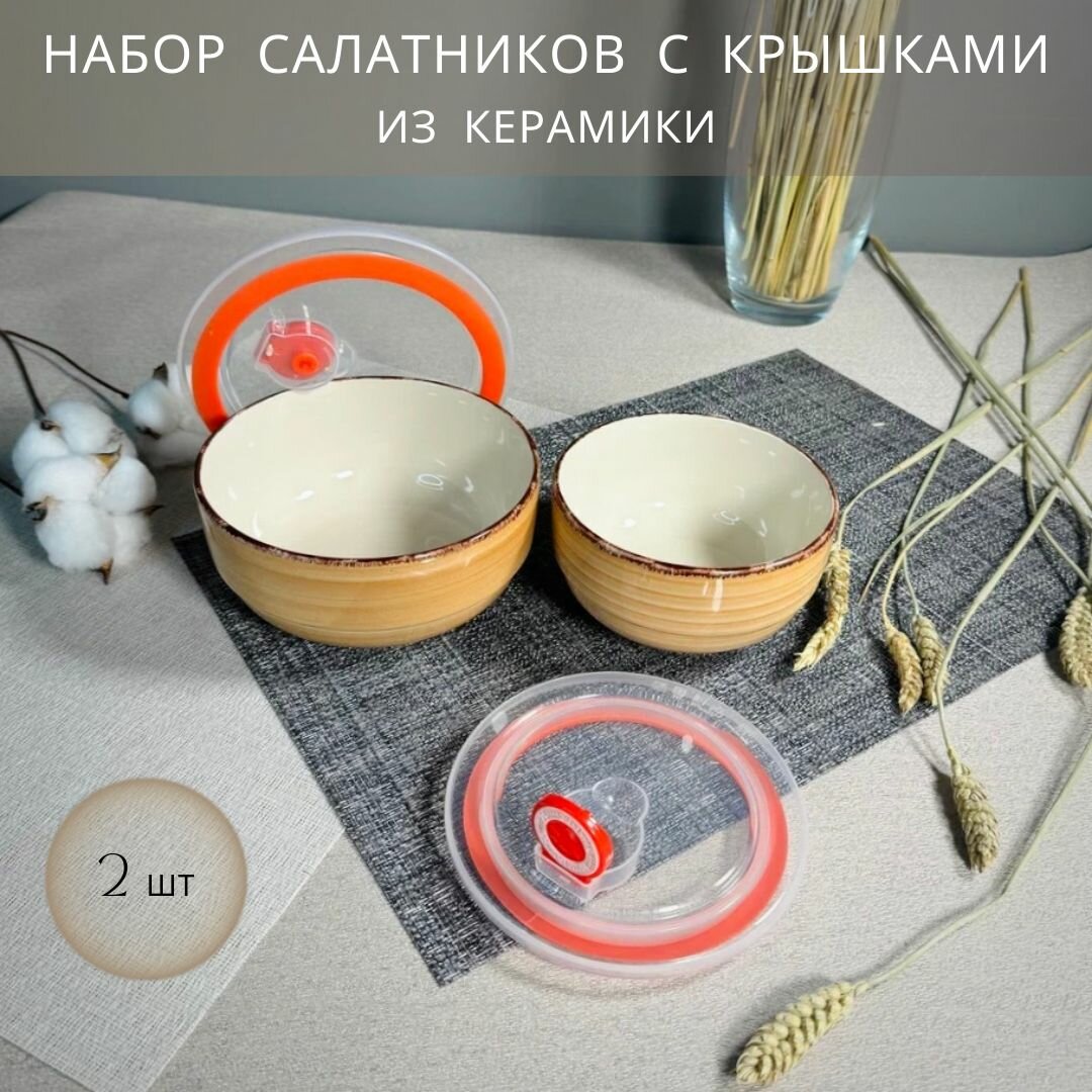 Набор салатников с крышками 2 штуки
