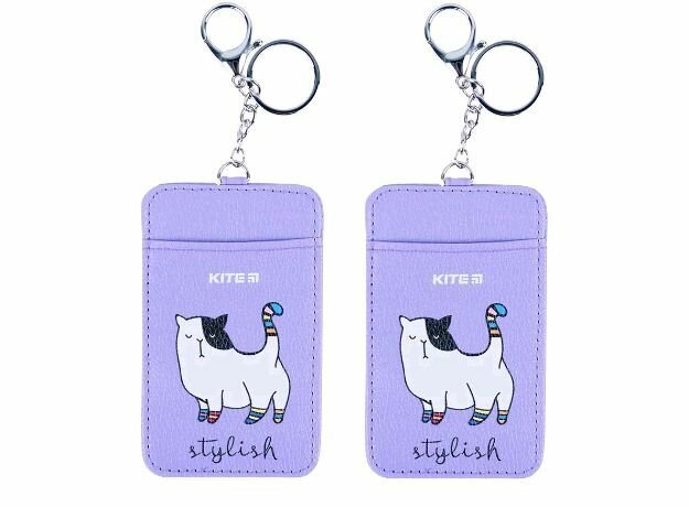 Бейдж с карабином вертикальный, сиреневый K21-297-36. Комплект 2 штуки