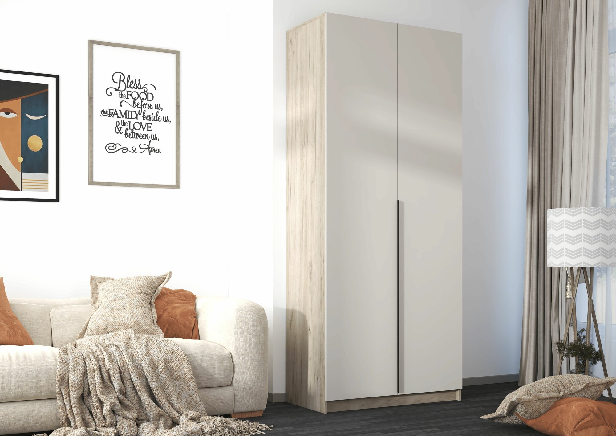 Шкаф МК Стиль "Бохо", ЛДСП, скандинавский стиль, универсальный угол/петли