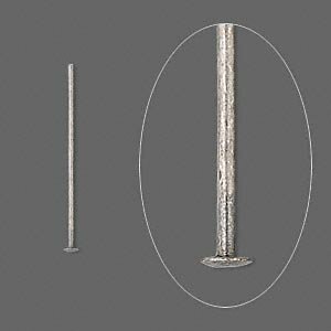 Пины со шляпкой, 25х0.723мм, базовый материал - латунь, античные посеребренные, 40 шт.