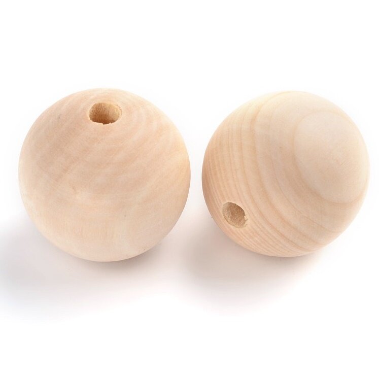 Бусина деревянная, 40мм, натуральная (без покрытия), 2 шт.