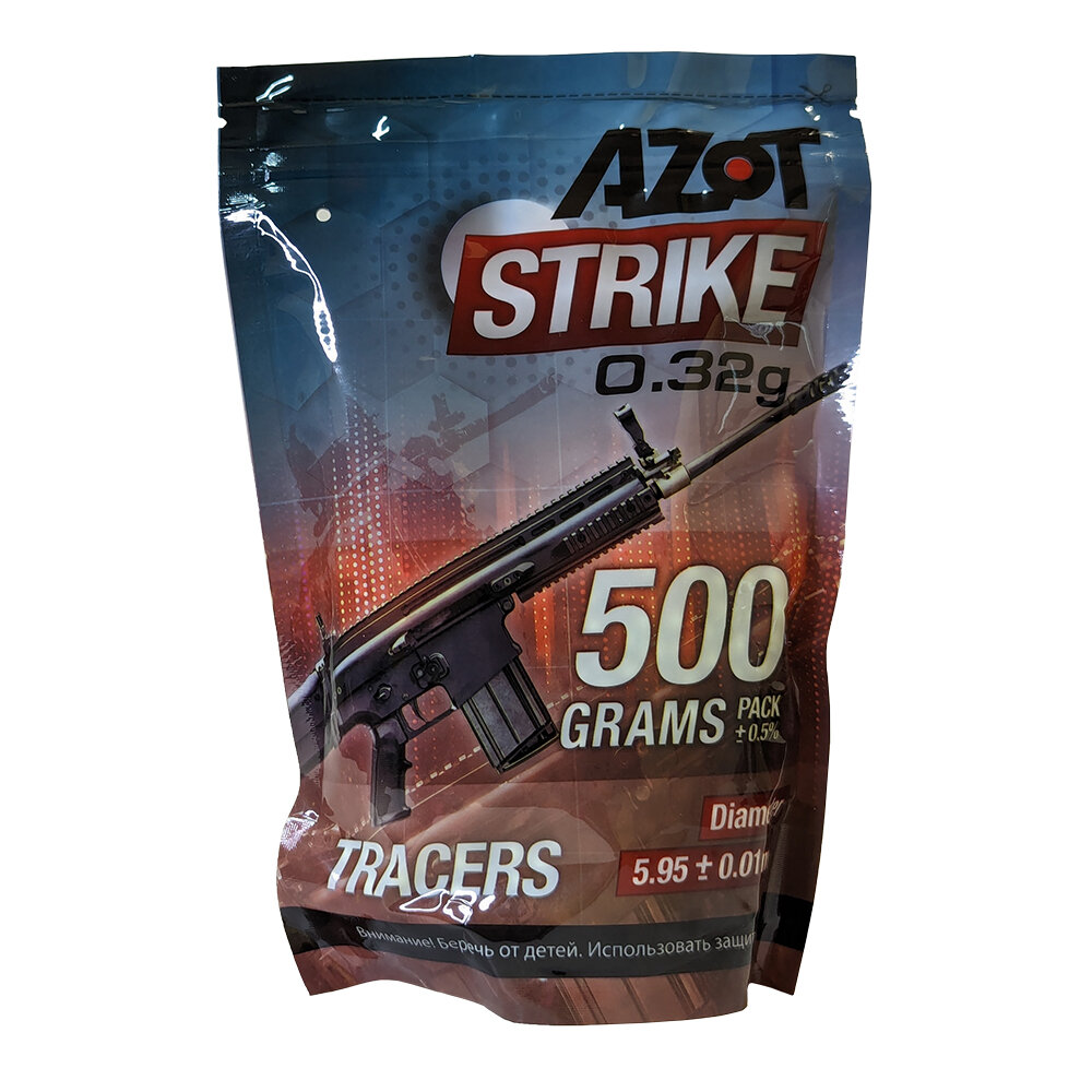 Шарики для страйкбола Azot Strike Tracers 6 мм 0,32 г 0.5 кг, зеленый