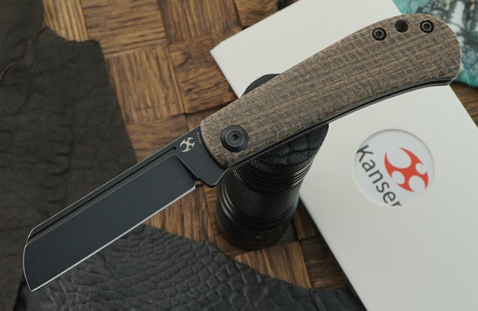 Складной нож Kansept Knives Bevy, сталь 154CM, рукоять коричневая микарта