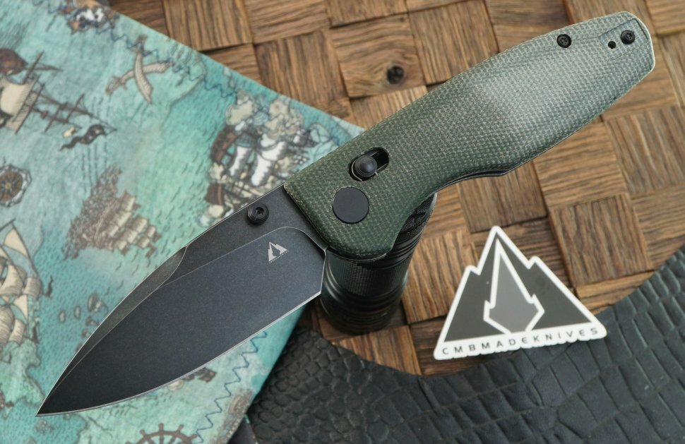 Складной нож CMB Made Knives Predator, сталь 14C28N, BW, рукоять зеленая микарта