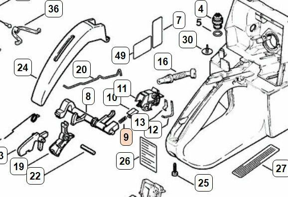 Нажимная пружина вала управления Stihl MS 440/460 00009970227