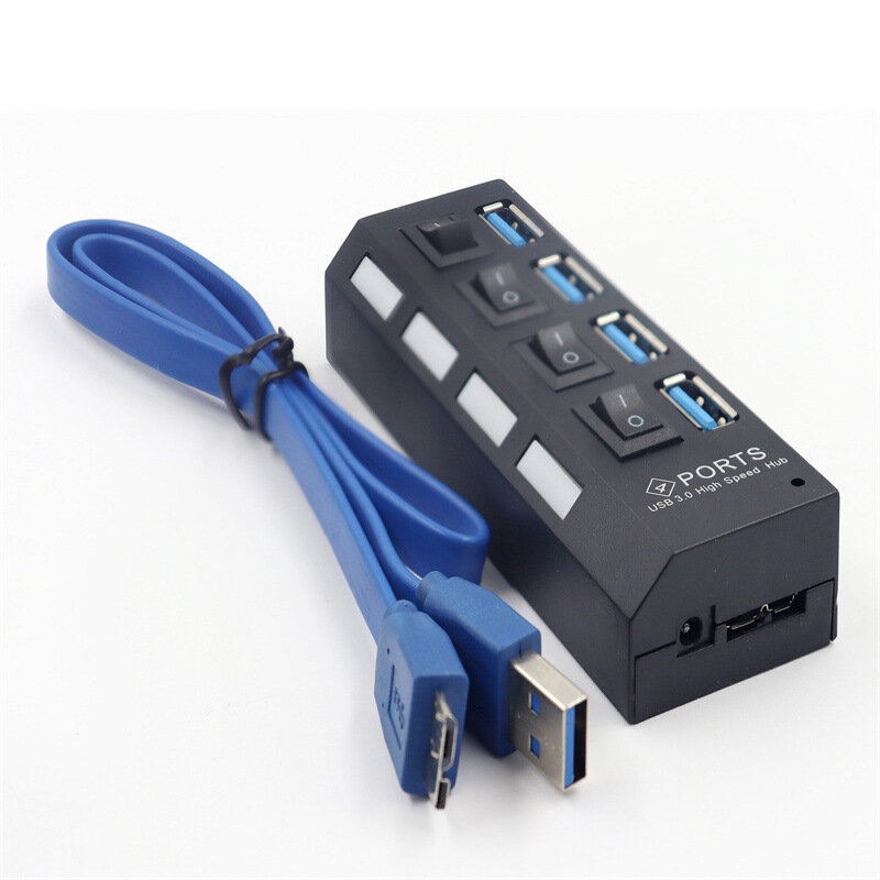 Высокоскоростной USB-хаб с переключателем 3.0, разветвитель 1-4, расширительный хаб USB 3.0 для ноутбуков