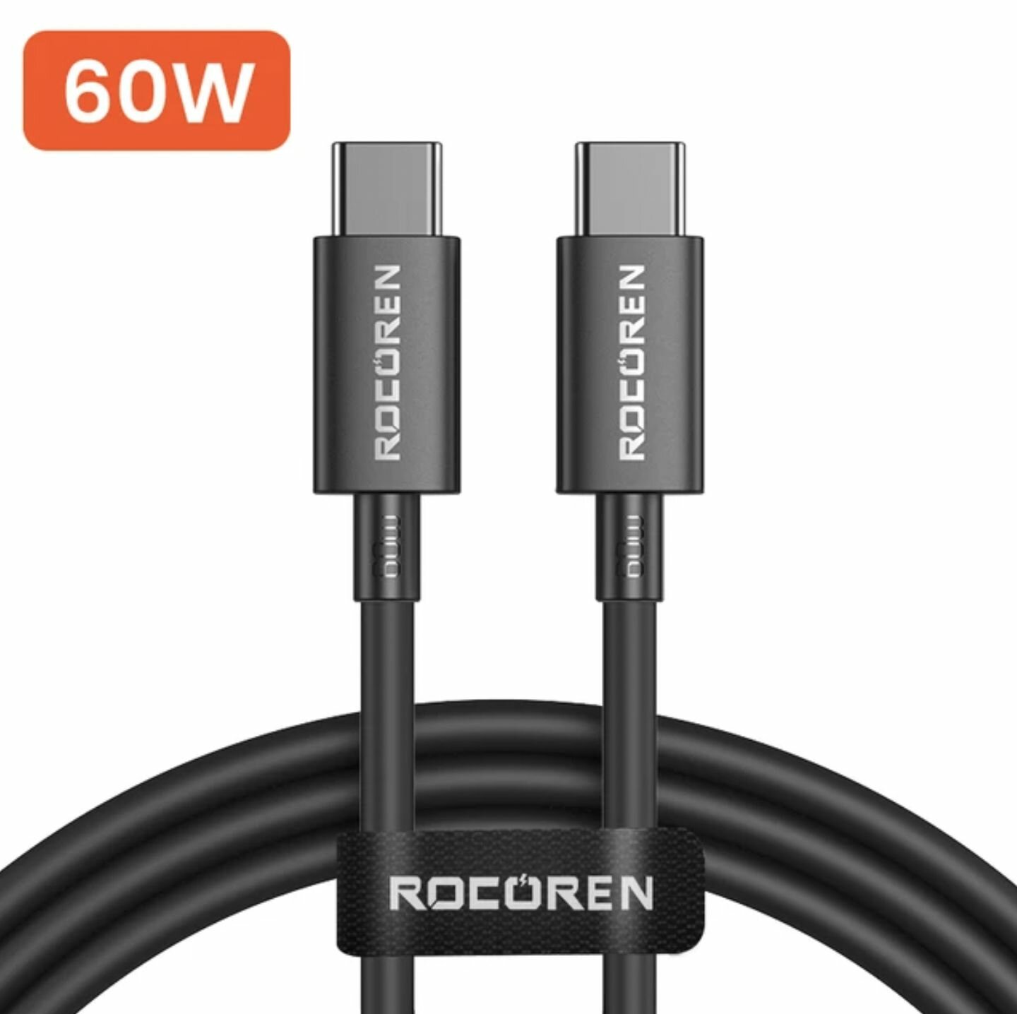 ROCOREN Simple USB Type-C, PD 3.1, 60W, кабель зарядный 1,0м, черный