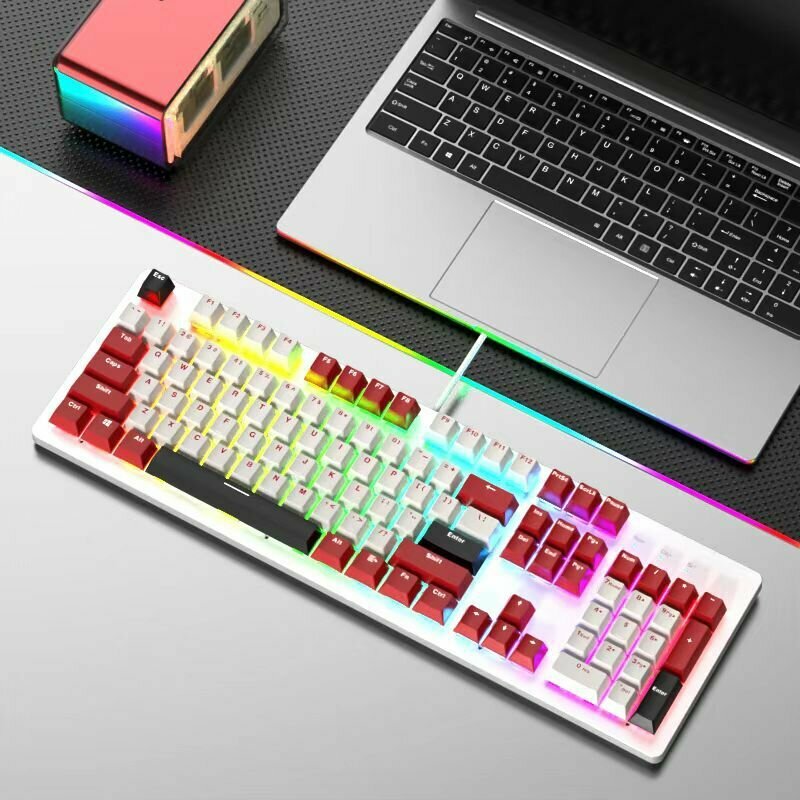 Игровой комплект клавиатура+мышь+гарнитура, цвет белый, красный, черный