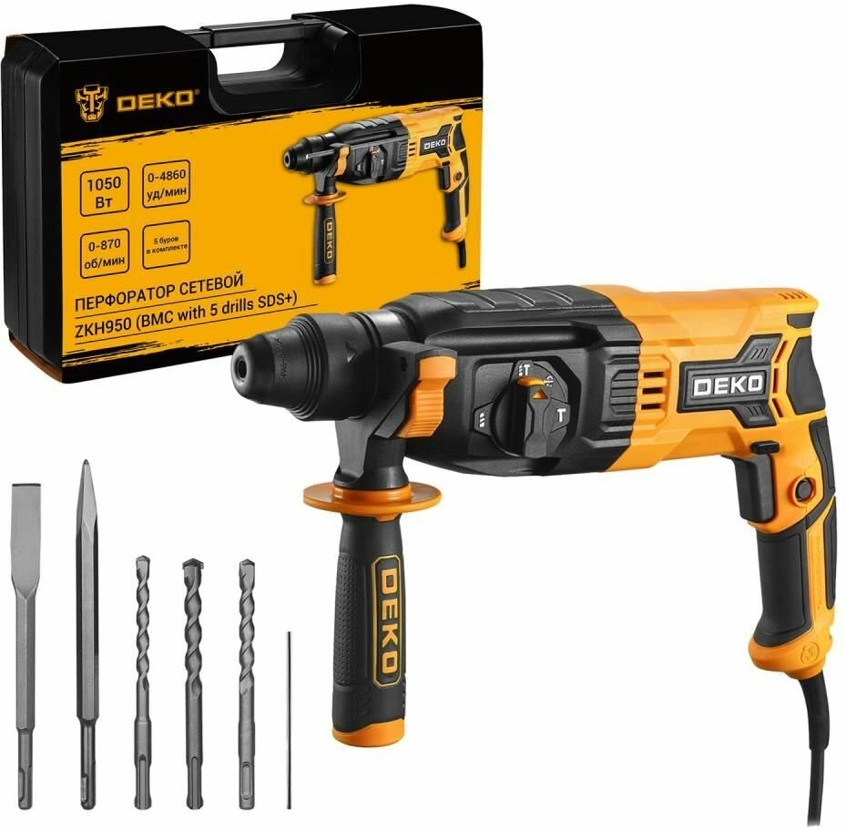Перфоратор Deko ZKH950 патрон: SDS-plus уд:3.2Дж 1050Вт (кейс в комплекте)