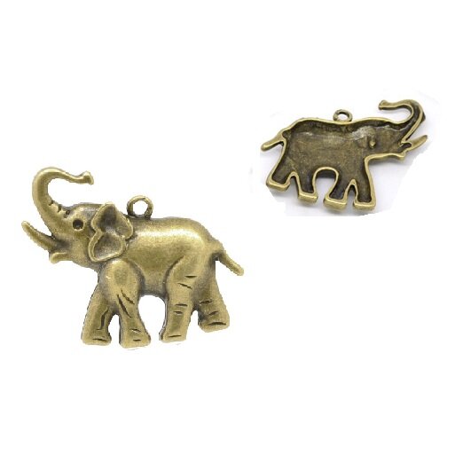 Подвеска, 38х27мм, слон, базовый материал - цинковый сплав, бронзовый, 2 шт.