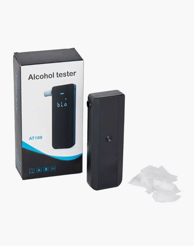 Алкотестер, цифровой, с мундштуком, черный, с насадками, 6 шт