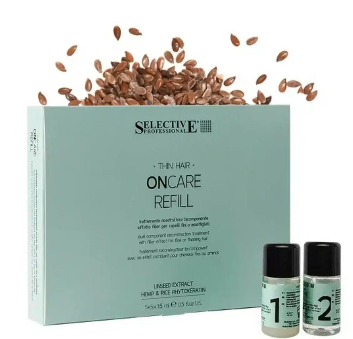 Selective ONcare Refill Двухкомпонентный филлер для восстановления волос тонких и ослабленных волос 5+5 х 15мл