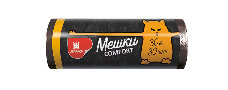 Пакеты для мусора, 30 л УфаПак 0291, черный, 30шт