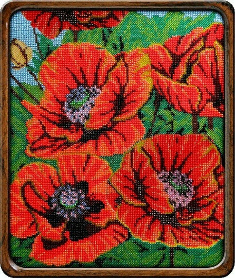 Набор для вышивания Вышиваем бисером #В-67 Маки, Вышивка бисером, 26 x 32 см