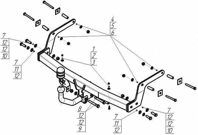 Фаркоп Motodor Lada X-Ray (в том числе Cross) (оцинк. Шар) арт.92107-A