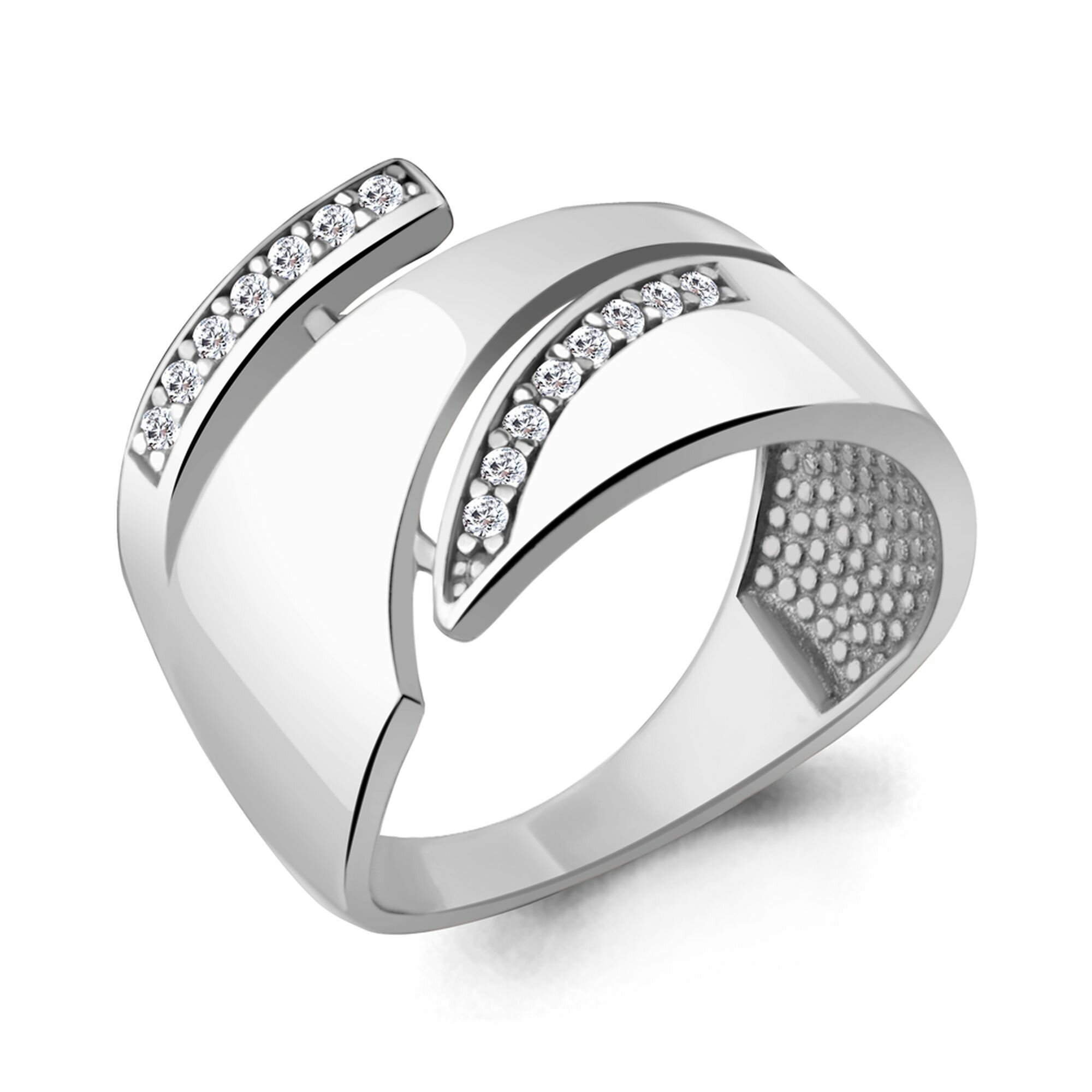 Кольцо дорожка, серебро, 925 проба, родирование, фианит