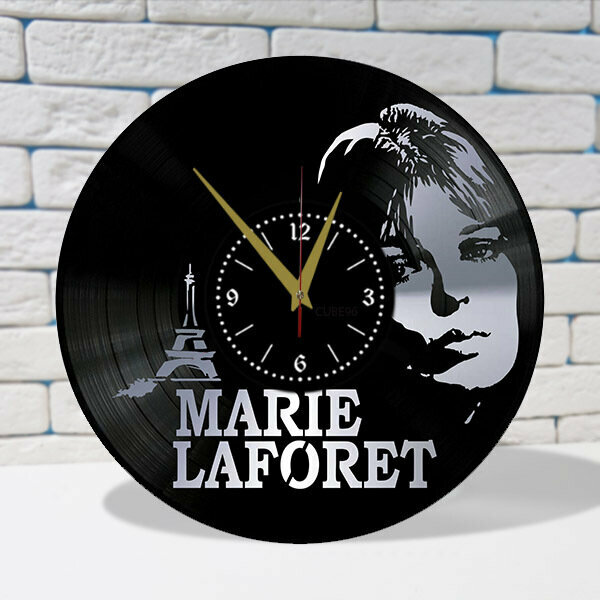 Часы из виниловой пластинки Marie Laforet серебряная подложка