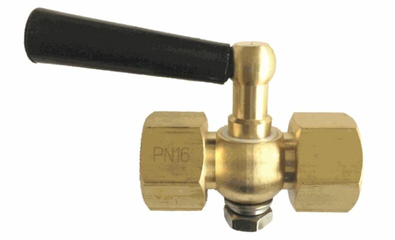 Трехходовой кран Росма 6160 G1/2"-G1/2" внутренняя резьба, с фторопластовой прокладкой и натяжной гайкой