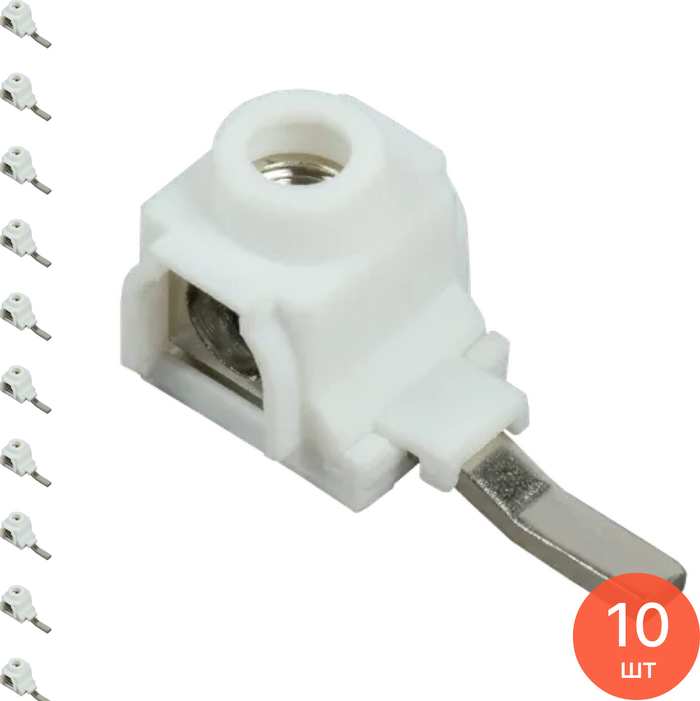 Клемма для проводов IEK / ИЭК КВМ 4-25мм2 вводная для модульного оборудования с боковым вводом, корпус огнеупорный пластик, белый, 91х26.3мм, 1шт. / зажим (комплект из 10 шт)