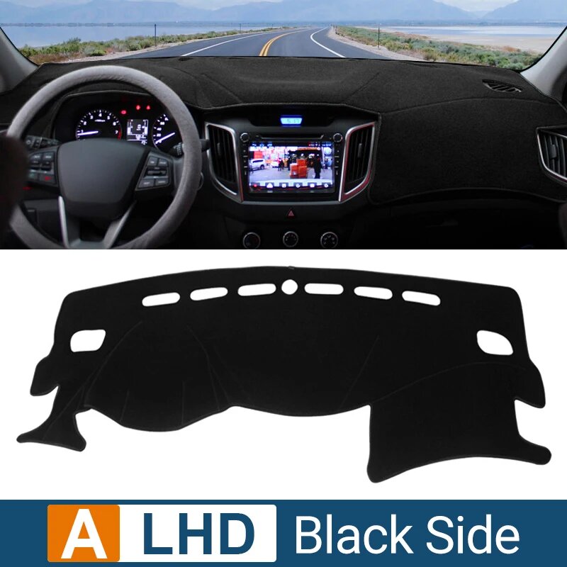 Коврик На Приборную Панель Hyundai Creta Ix25 2014-2019, Защита От Солнца, анти-УФ, LHD Black side