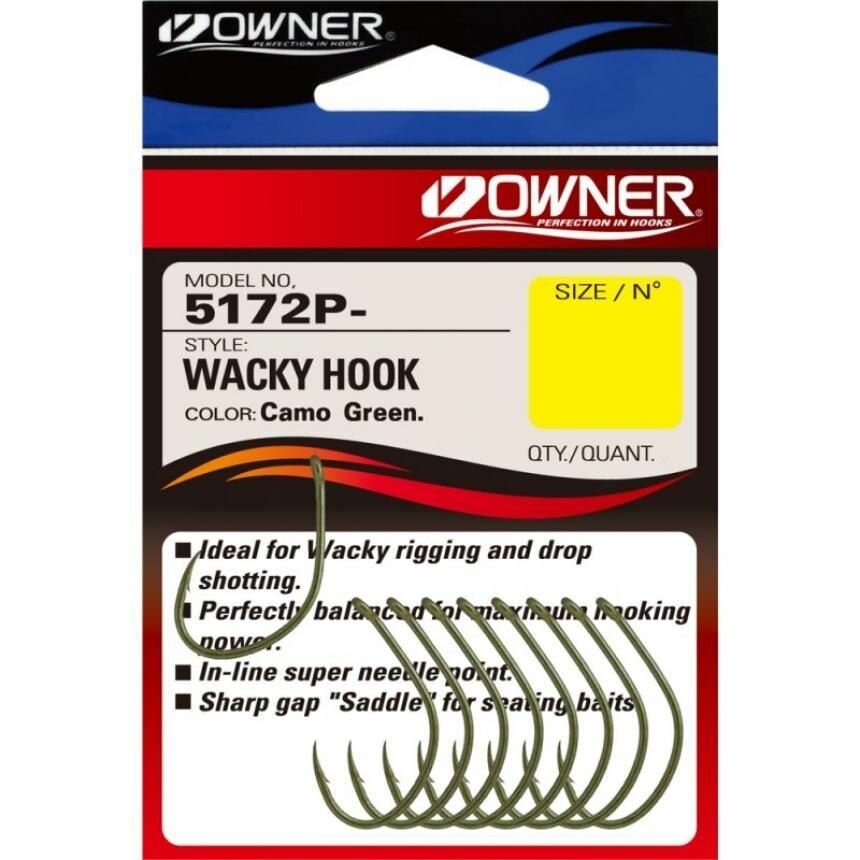 Крючки рыболовные Owner 5172P № 01 (9шт) Wacky Hook, одинарные