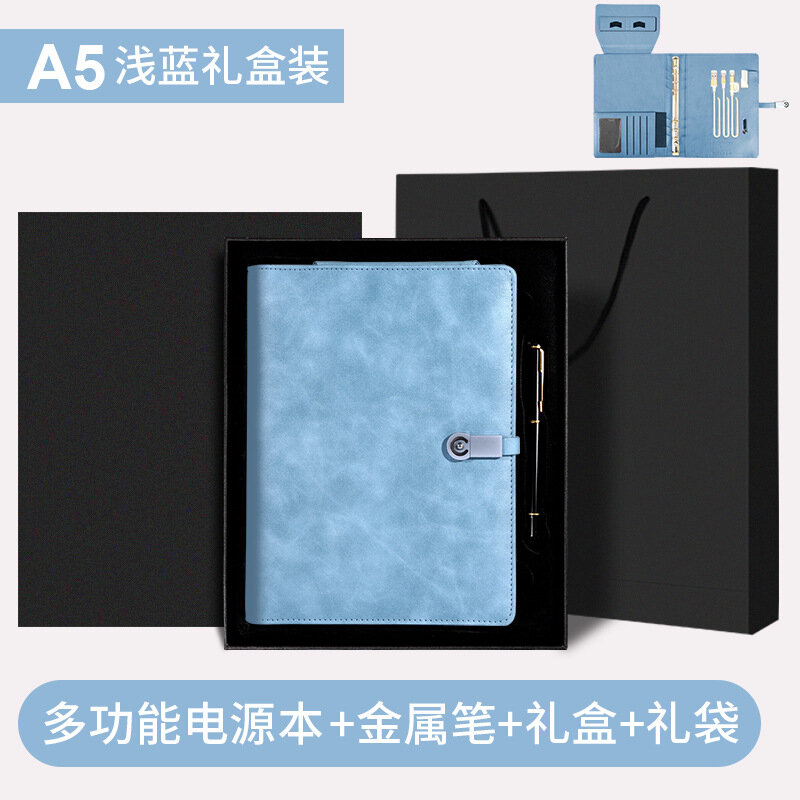 Ноутбук с встроенным пауэрбанком, персонализированный подарочный ноутбук для деловых встреч, сувенир для ежегодных собраний с нанесением логотипа.