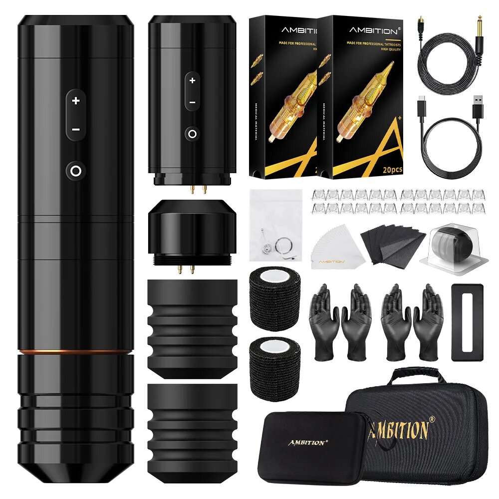 Беспроводная тату-машина Ambition Ninja Nova Kit 2024 Black 2 KIT