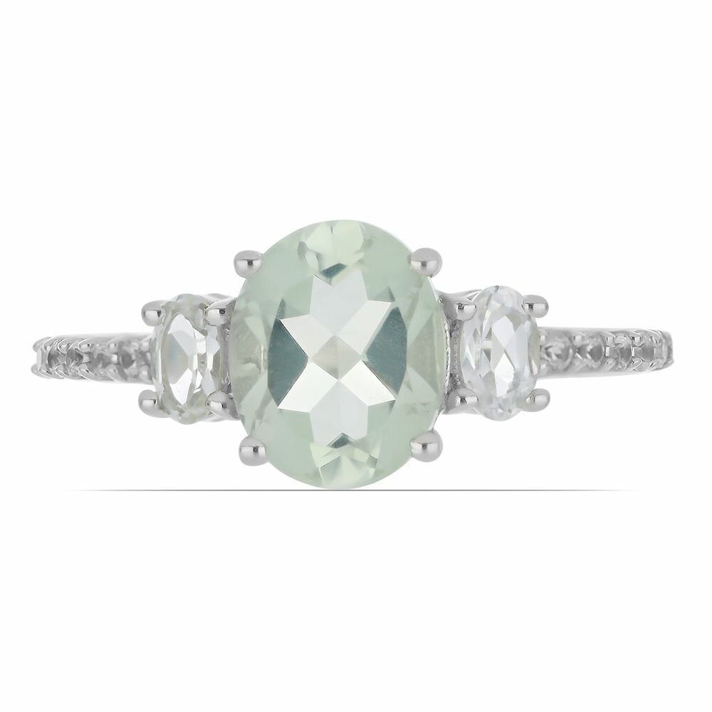 Кольцо, серебро, 925 проба, родирование, топаз, циркон, аметист