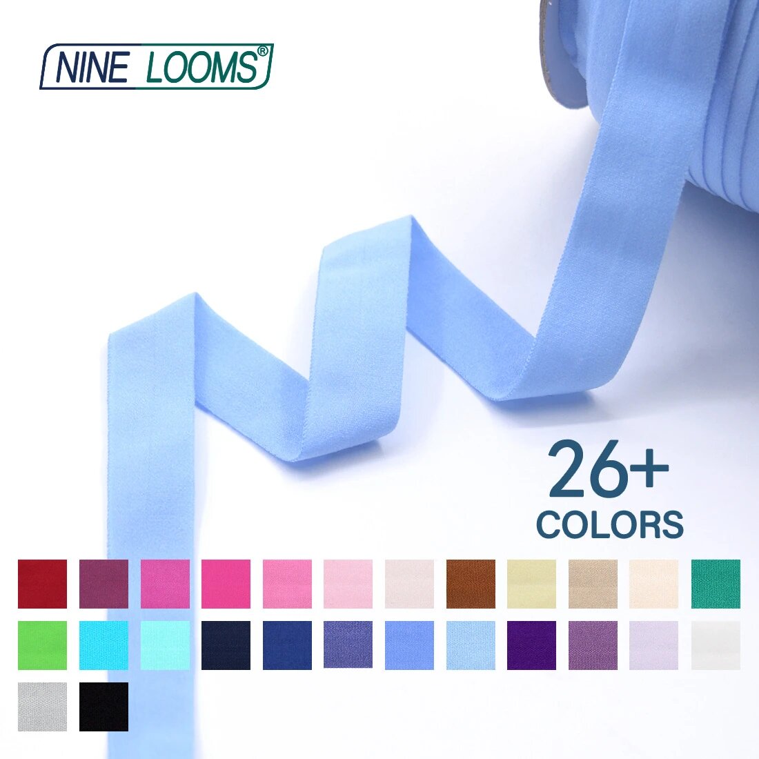 NINE LOOMS Атласная лента 2 ярда, Placid Blue
