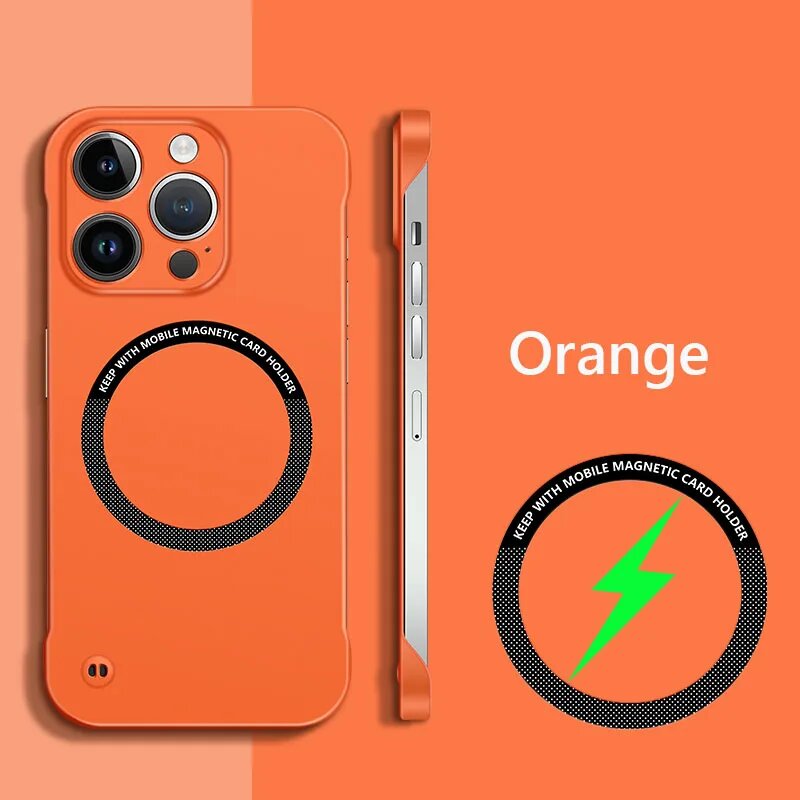 Безрамочный Магнитный Тонкий чехол Magsafe для iPhone 15 14 13 12 11 Pro Plus Max X XS Max XR, жесткая задняя крышка с беспроводной зарядкой
